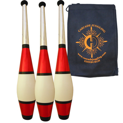 Set of 3 Red JD Euro Classic Juggling Clubs & Bag - Beginner Juggling ...