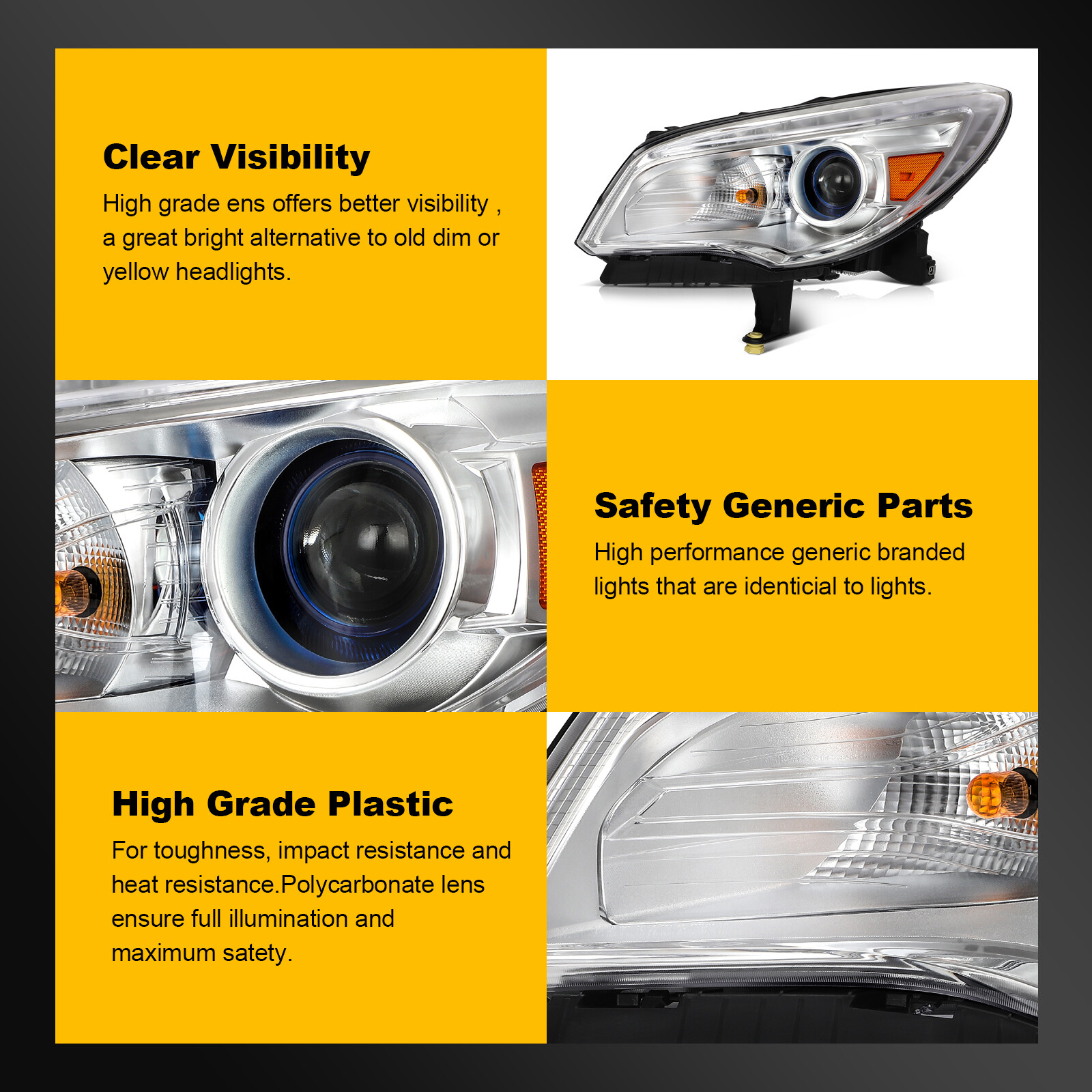 Left Side [LED DRL] Headlight Assembly For 2013-2017 Buick Enclave HID ...