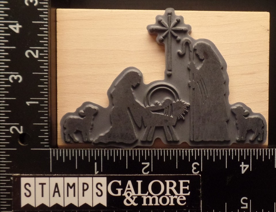 Stampendous Rubber Stamps P137 MANGER SCENE JESUS MAY JOSEPH LAMB STAR ...
