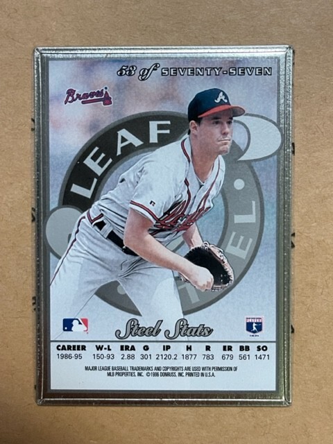 Greg Maddux ~ 1996 Leaf Steel Stats Insert "Steel Card" #53 Atlanta ...
