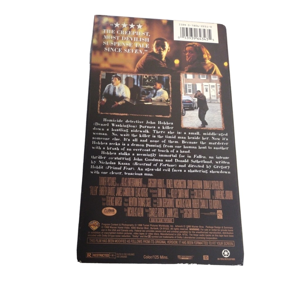 Fallen Vhs Denzel Washington John Goodman Thriller Movie Vtg Suspense ...