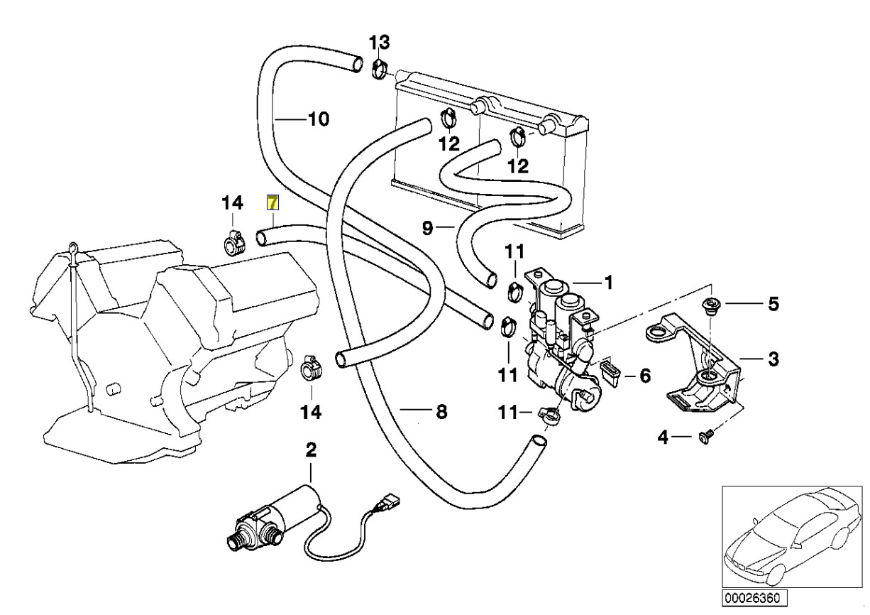 BMW E38 Heater Water Coolant Hose Pipe Line 8380270 64218380270 New ...