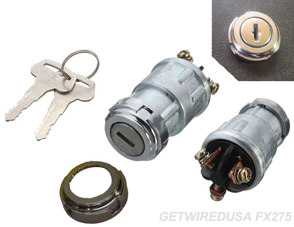 UNIVERSAL IGNITION SWITCH LOCK FLUSH MOUNT 12-VOLT 2-KEY 3 POSITION OFF ...