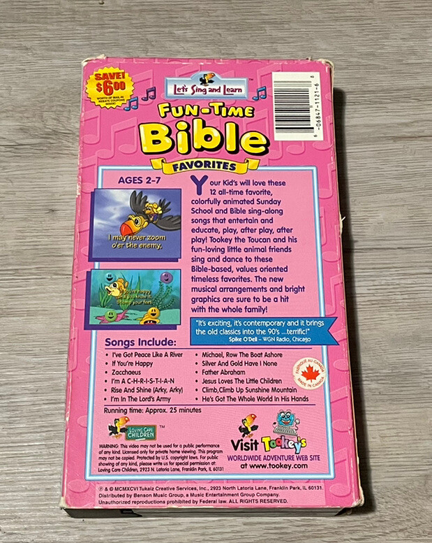 Let's Sing And Learn Fun-Time Bible Favorites VHS TAPE Animated Rare ...