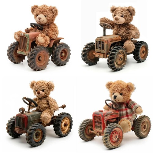 Teddy Bear Stickers. Tractor Teddy Square Stickers x 24. 4 Designs | eBay