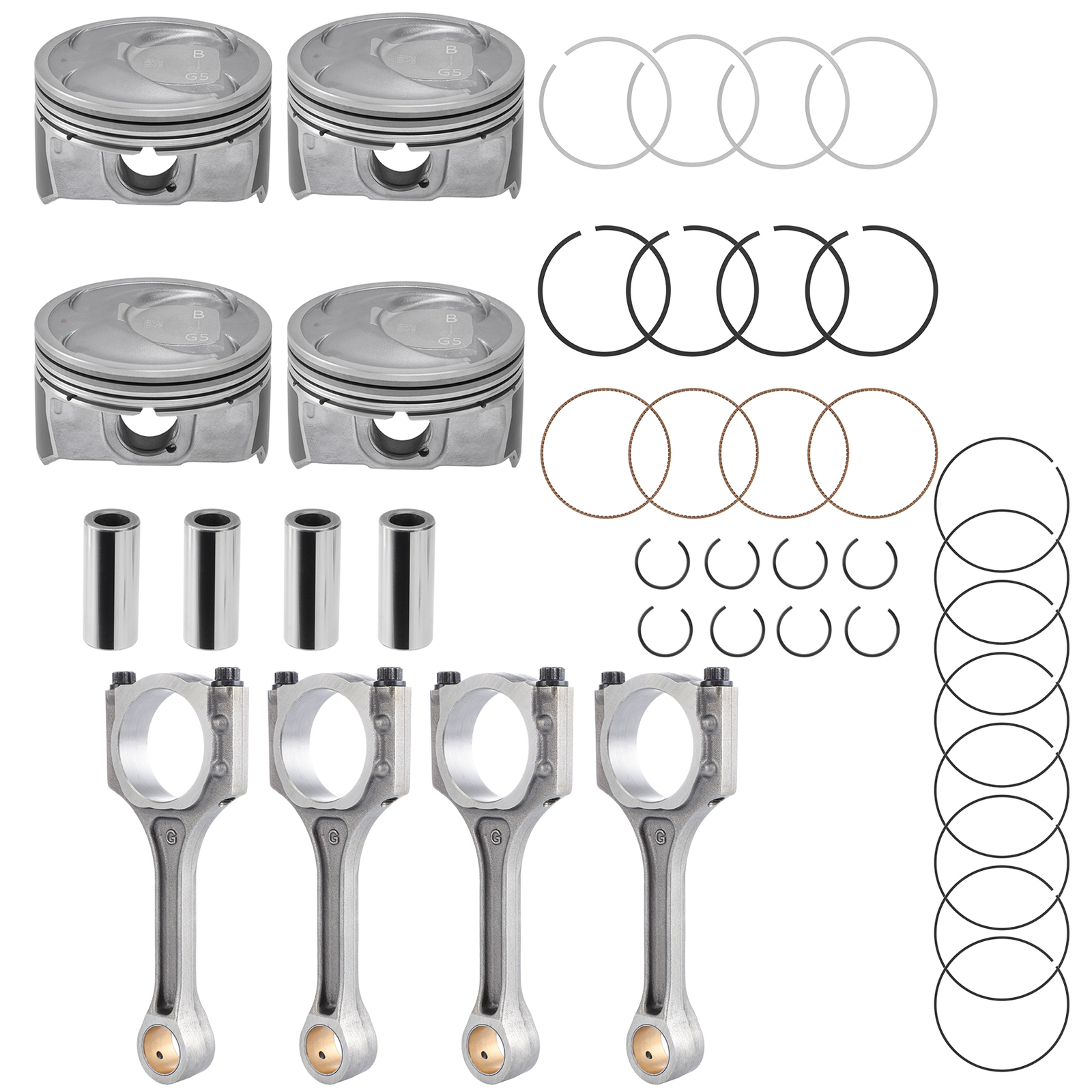 4x Connecting Rod Piston Kit For KIA HYUNDAI 230402G200 2341025201 ...