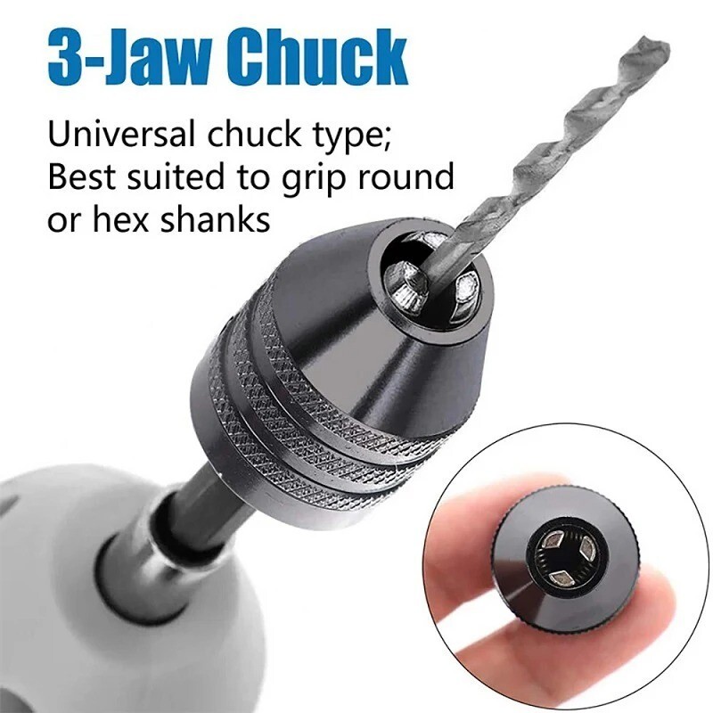 Mini ( 0.3mm to 3.6mm) Keyless Drill Chuck with 1/4" Hex Shank Adapter ...