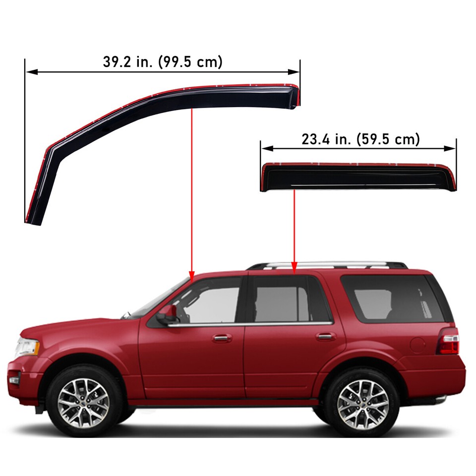 In-Channel Window Visor Sun Rain Guard Deflector for 1997-2017 Ford ...