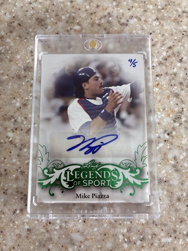MIKE PIAZZA 2015 LEAF LEGENDS OF SPORT EMERALD GREEN FOIL HAND NUMBERED ...