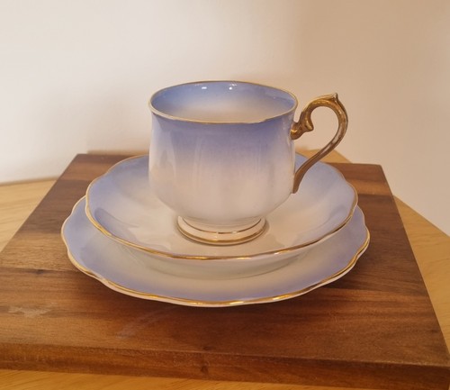 Royal Albert Bone China Blue Ombre Rainbow Tea Cup and Saucer with Side ...