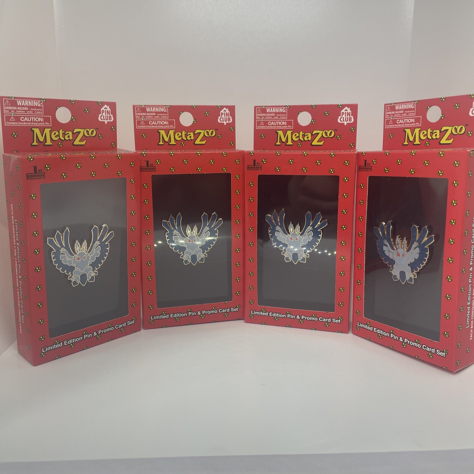 Lot of 4x Metazoo Pin Club Mothman 1st Edition pin and promo cards ...