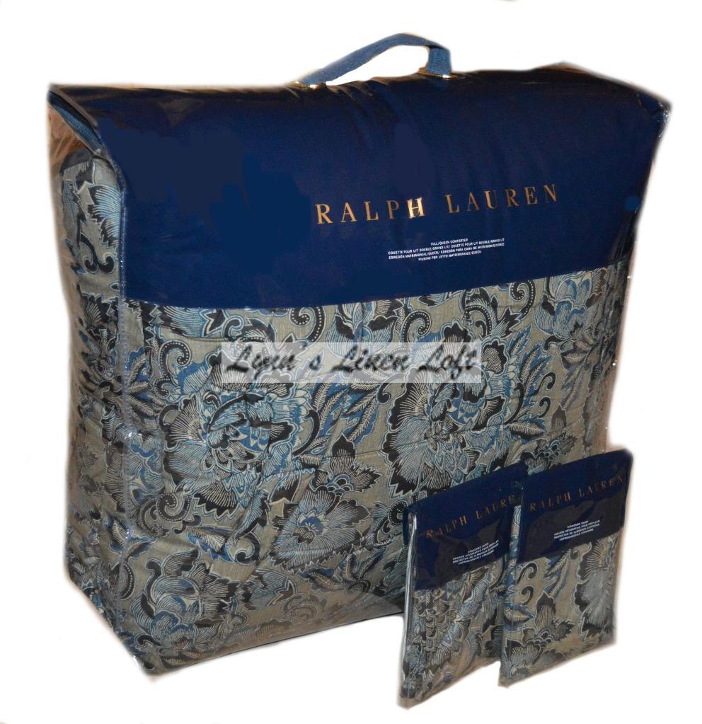 RALPH LAUREN JOURNEY'S END Full/ Queen Comforter Shams Set RAINEY NAVY ...