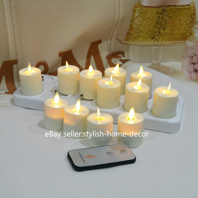 Luminara Rechargeable LED Candle Tea Lights Set of 12 Flameless with ...