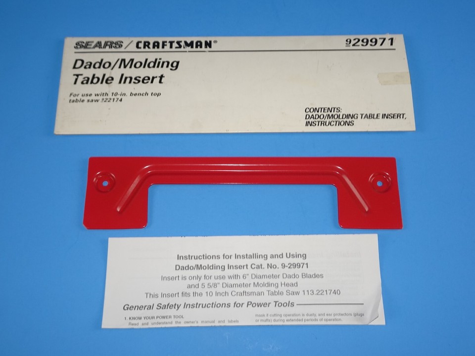 Craftsman 10 Inch Table Saw Dado / Molding Head Insert / 29973 NEW | eBay