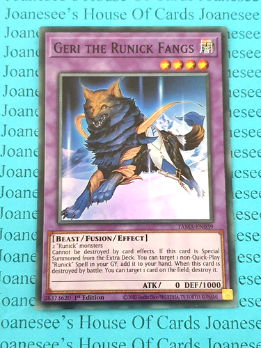 Geri the Runick Fangs TAMA-EN039 Super Rare Yu-Gi-Oh Card 1st Edition ...