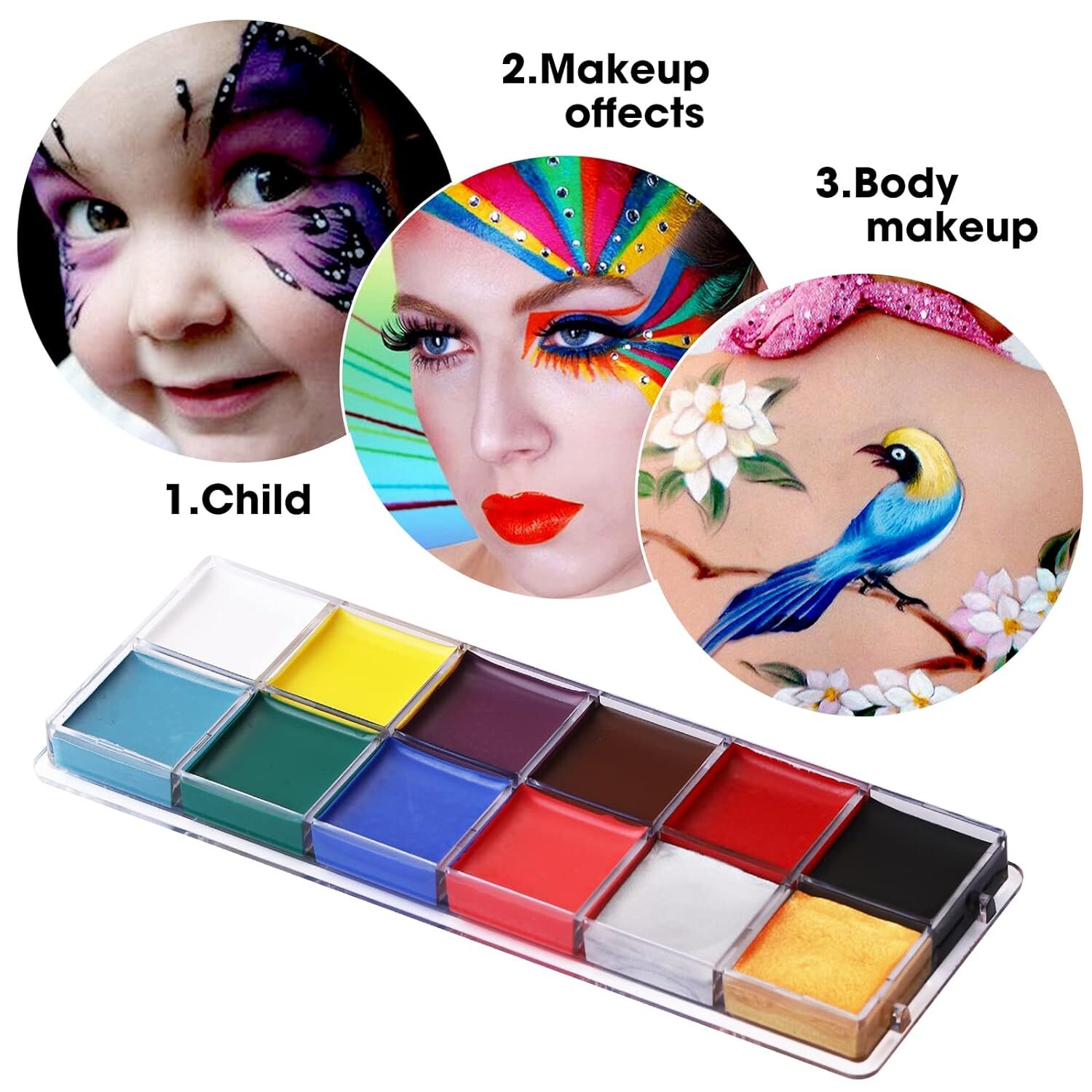 Bowitzki Face Paint Kit Face Painting Palette 10 Professional Face ...