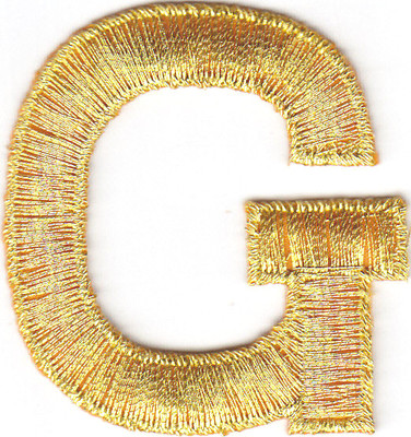 LETTERS-GOLD METALLIC 1 3/4" LETTER "G" - Iron On Embroidered Applique ...