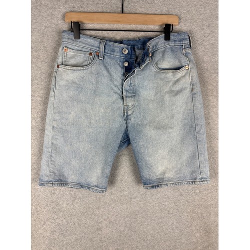 Levis Shorts Mens 33 Blue 501 Denim Jorts Button Fly Light Wash Bermuda ...
