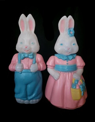 Vintage Mr. & Mrs. Easter Bunny Blow Mold Set 25” EMPIRE 1994 W/ Cords ...