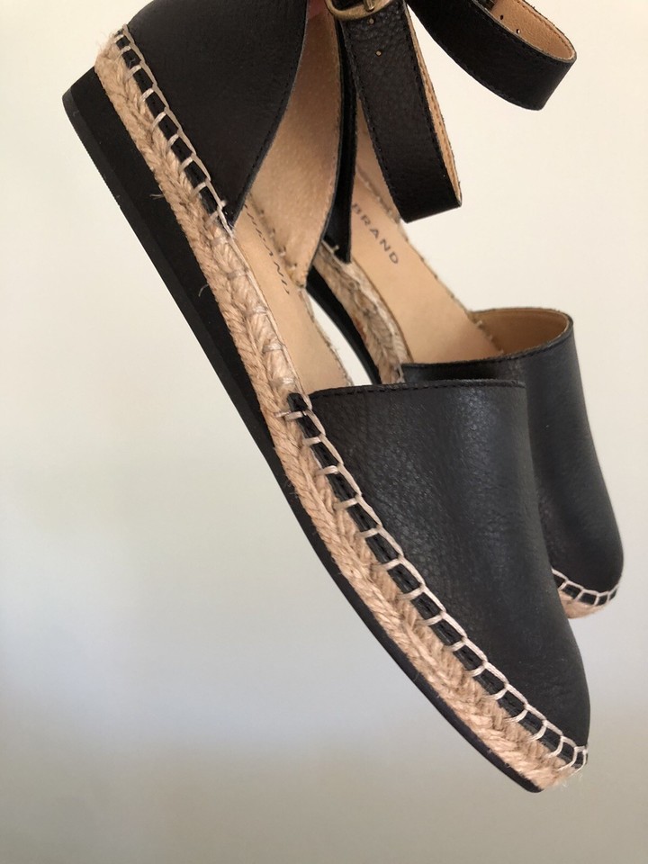 New Lucky Brand Reniya Leather Espadrille Black Sandals Flat Women's ...
