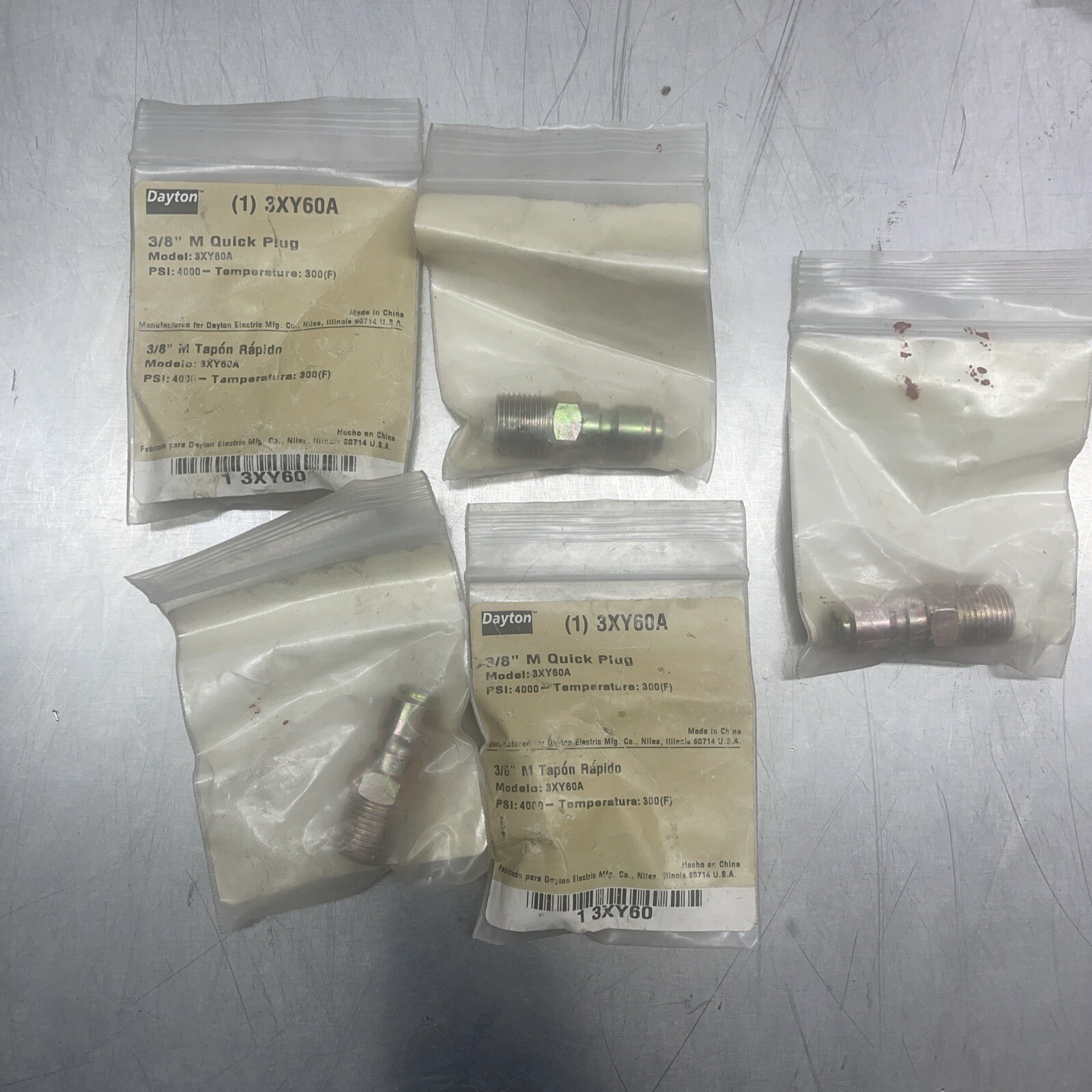 Dayton Lot Of (5) 3/8” M Quick Plug Model 3XY60A PSI 4000 Temperature ...