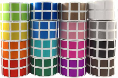 Square Stickers | 0.5" Inch Square Shape | 1,000 Pack | Pick One Color ...