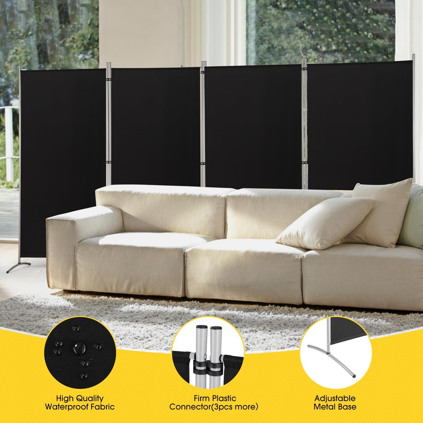 RANTILA 4 Panel Room Divider, 6 Ft Tall Folding Privacy Screen Room Dividers,... | eBay