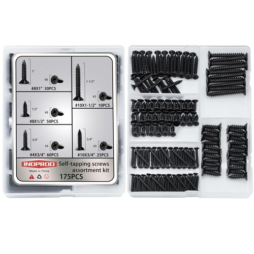 #4#8#10 Wood Screws Assortment Kit 175pcs Phillips Flat Head Self ...