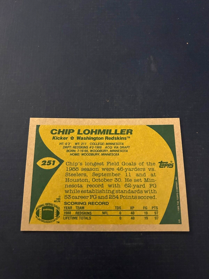 1989 Topps Football Chip Lohmiller Rookie Card #251 Set Break NM | eBay