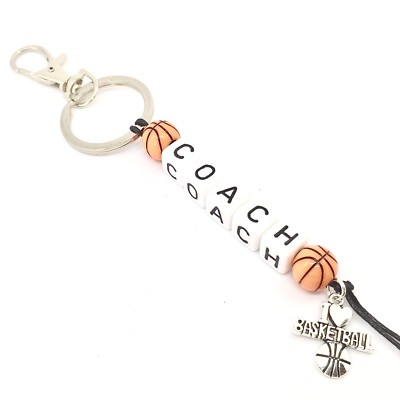 BAG TAG Key Ring Keyring Handmade Basketball Beads Coach Or Choose Your ...