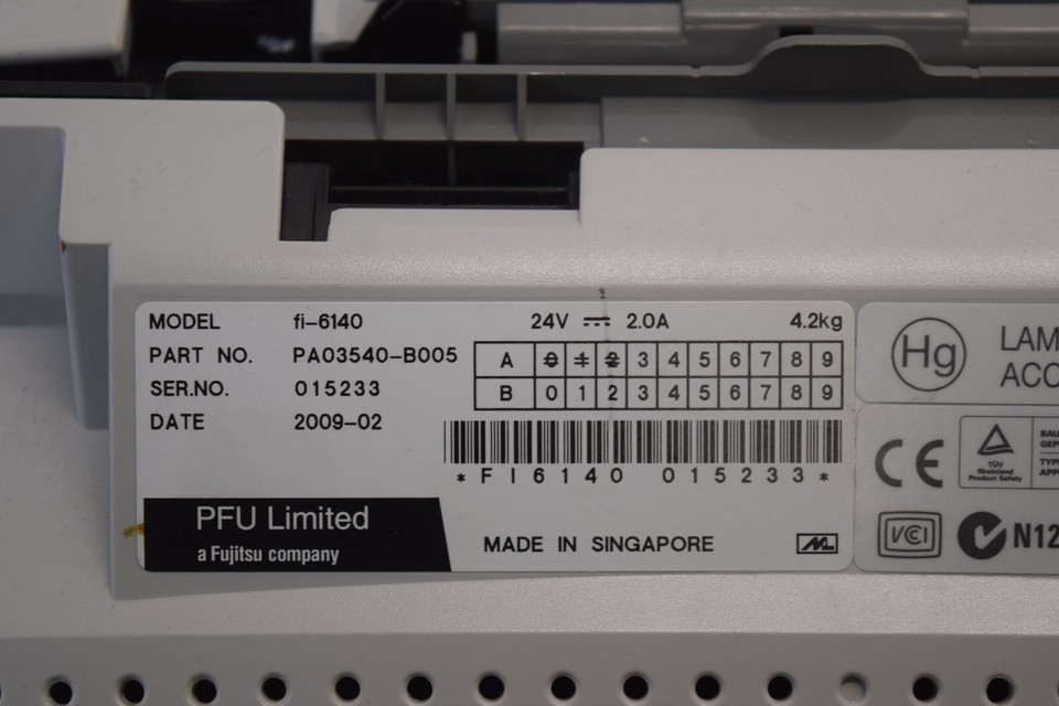 Works! Fujitsu Fi-6140 Document Scanner. NO INPUT TRAY. NO POWER CORD ...