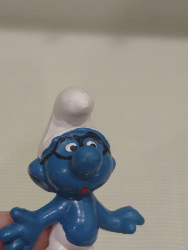 Smurf Figure Brainy 1969 Nerd Geek Genius Black Glasses Vintage Smurfs ...