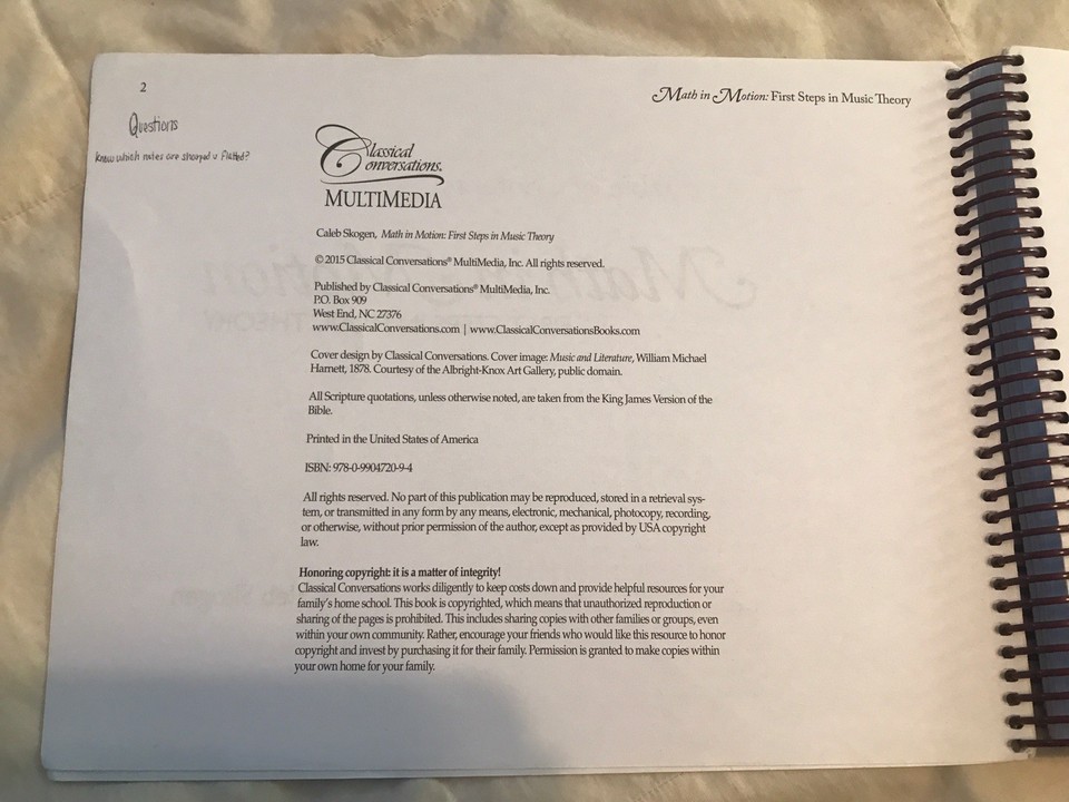 Math in Motion: First Steps in Music Theory Workbook 2015 | eBay