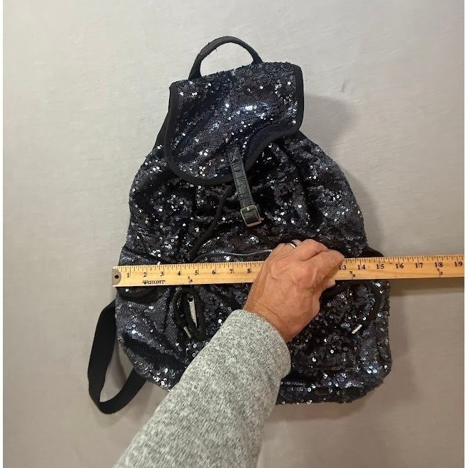 Victoria's Secret PINK Black Bedazzled Sequin Backpack Drawstring ...