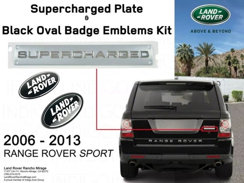 Range Rover / Sport Supercharged Plate + Black Oval Badge Emblems Kit ...