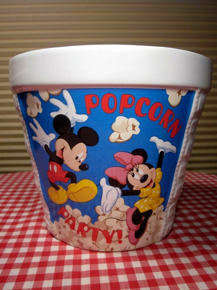 Disney Ceramic Popcorn Bowl Mickey Mouse Minnie Donald Duck Daisy Goofy ...