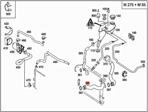 Genuine MERCEDES C216 W221 S-CLASS W221 Coupe C216 Coolant hose ...