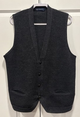 Jonelle Men’s Wool Knit Vest XL Charcoal Gray Button Front Classic ...