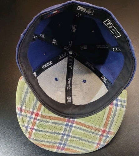 Milwaukee Brewers Hat Cap Mens 7 1/2 Fitted Blue Green Plaid New Era ...