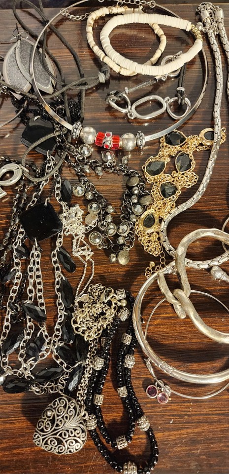 Unique Jewelry Lot. Some Signed. All Wearable. Black And Silver Tone ...