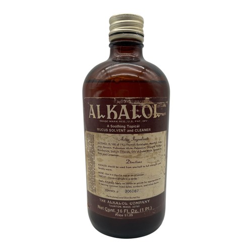 Vintage Alkalol Soothing Topical Mucus Solvent and Cleaner Full Brown ...
