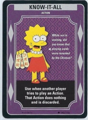 2003 WIZARD SIMPSONS TRADING GAME CARD KNOW IT ALL LISA SIMPSON #143 ...