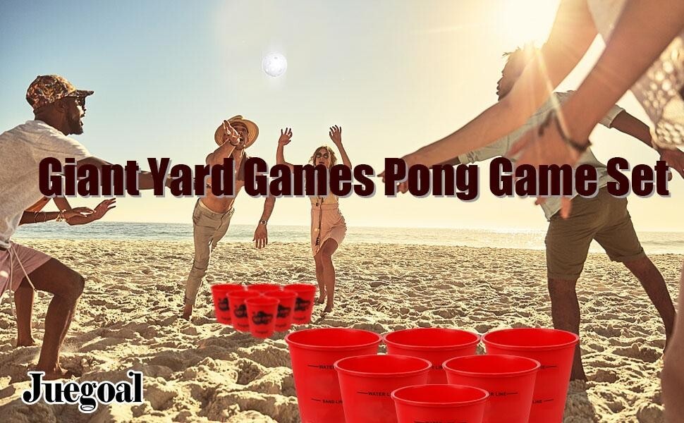 Juegoal Yard Pong Outdoor Giant Yard Game Set with Durable Buckets ...