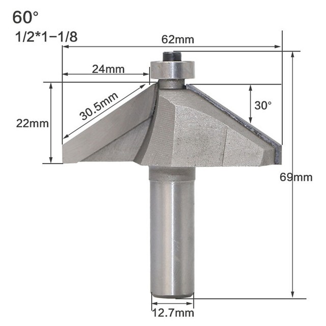 1/2 Inch Shank 60 Degrees Chamfer Router Bit Woodworking Trimming ...