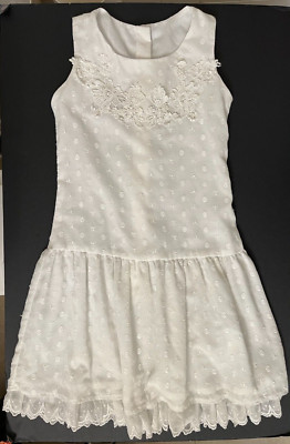 Sarah Kent Vintage Girls Party Dress White Ruffle lace Hem see ...