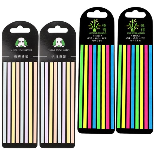 4 Boxes Fluorescent Notes Reading Strips Sticky Tabs Page Markers | eBay UK