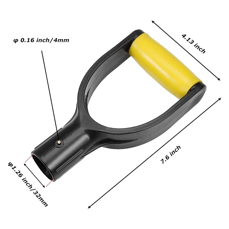 2X(Plastic Spade Handle Shovel D Grip Handle,32mm Inner Diameter Spade ...