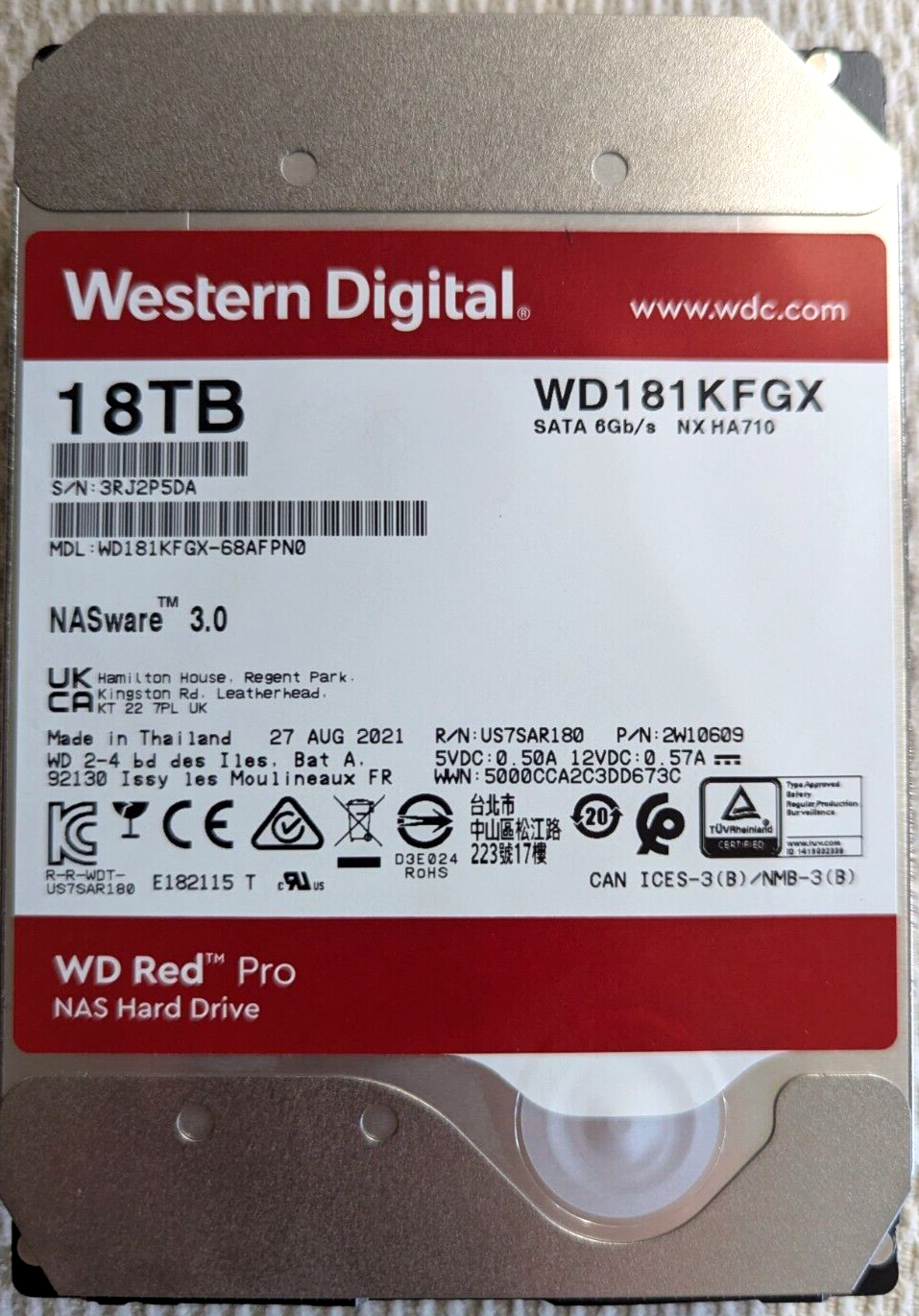 WD Red Pro 18TB 3.5" SATA 7200rpm Internal Hard Drive WD181KFGX ...