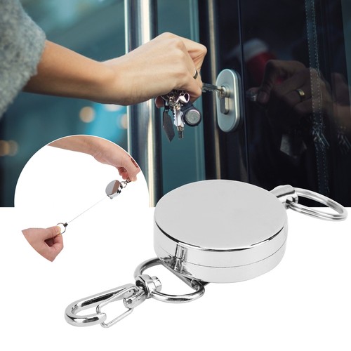 (01)4cm Heavy Duty Retractable All Metal Steel Wire Key Chain Pull Key ...
