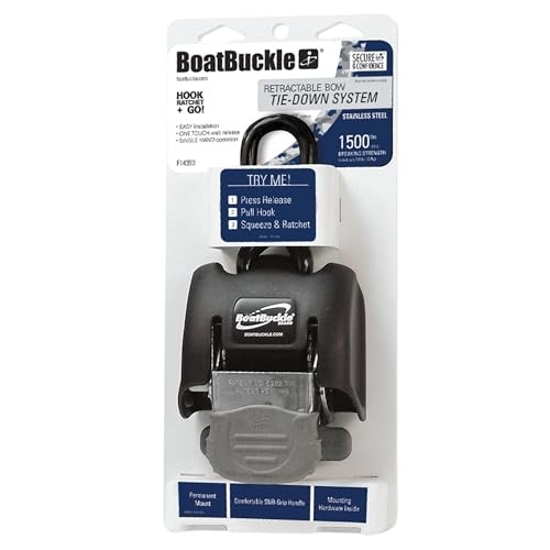 G2 Retractable Bow Tie-Down (2-Inch x 43-Inch, Black) Stainless Steel ...